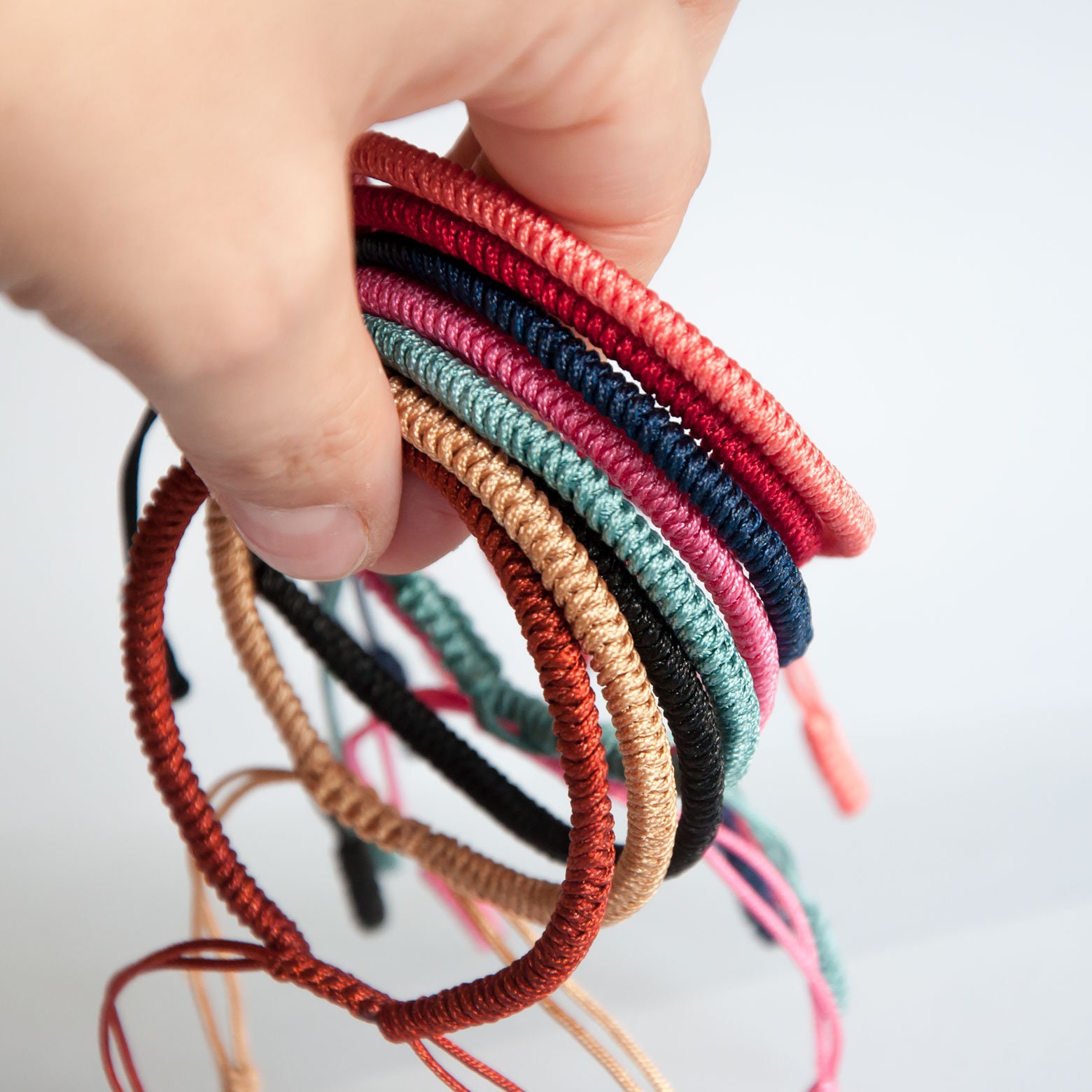 Black Buddhist Protection, String Bracelet - Handmade Adjustable ...