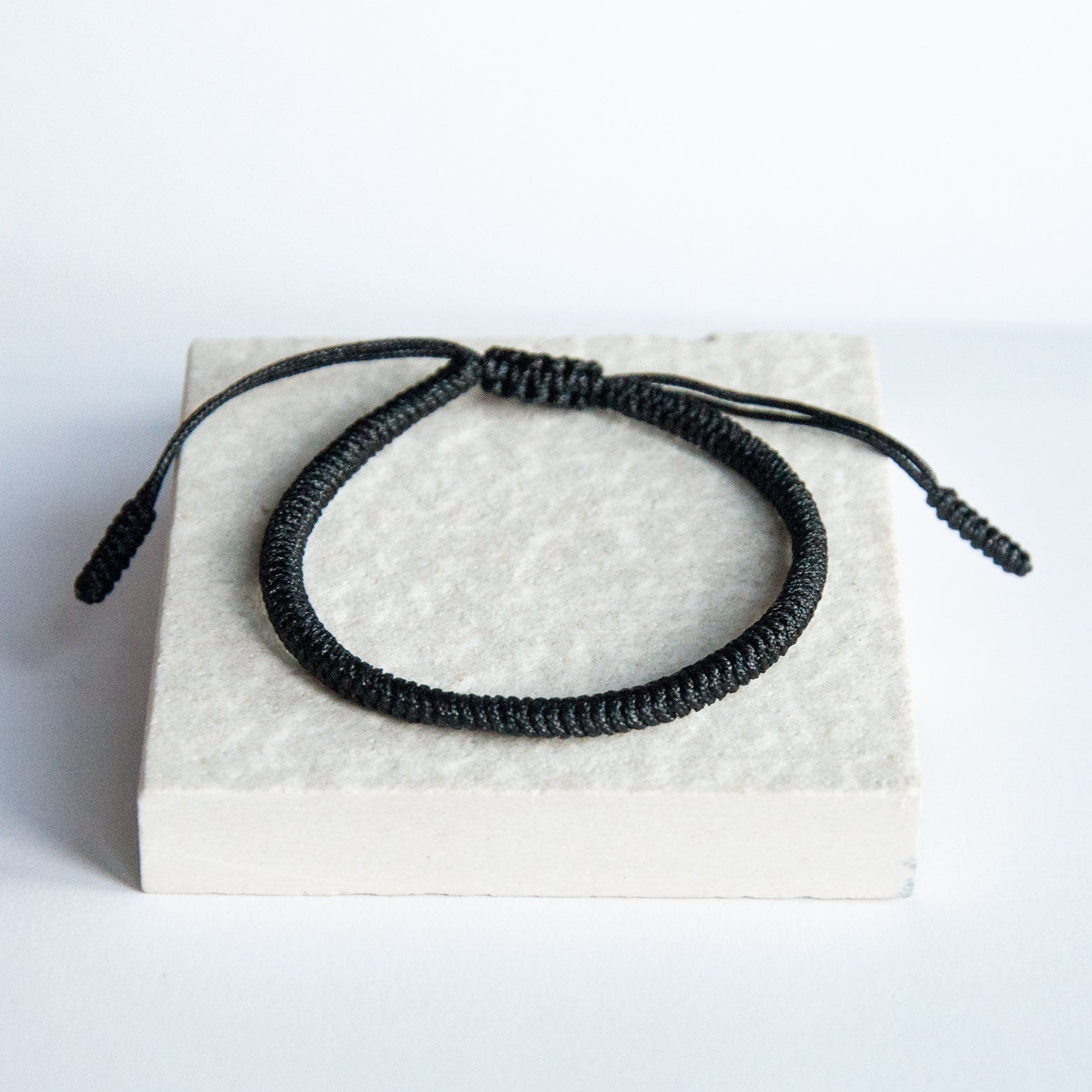 Black Buddhist Protection, String Bracelet - Handmade Adjustable ...