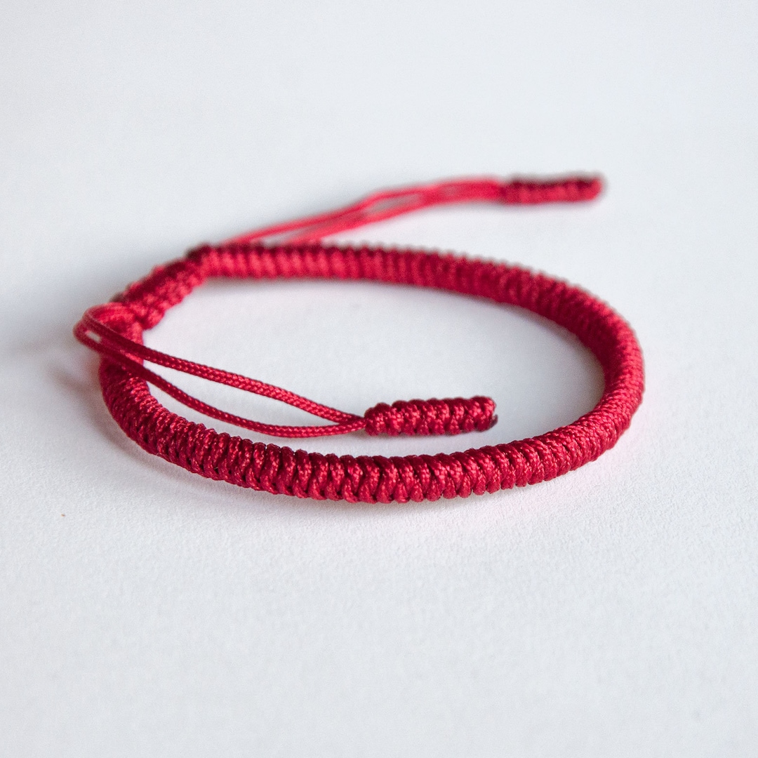 Red Cord Buddhist Protection - String Bracelet - Handmade Adjustable ...