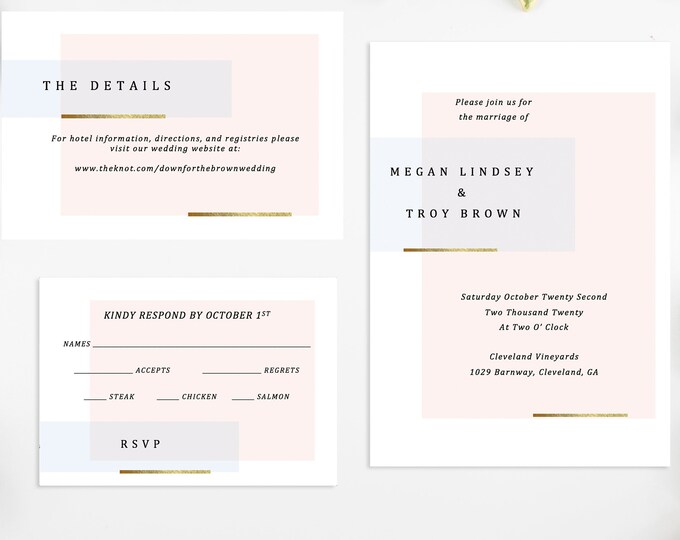 Simple Wedding Invitation Suite, Simplistic Wedding Invitation, Digital ...