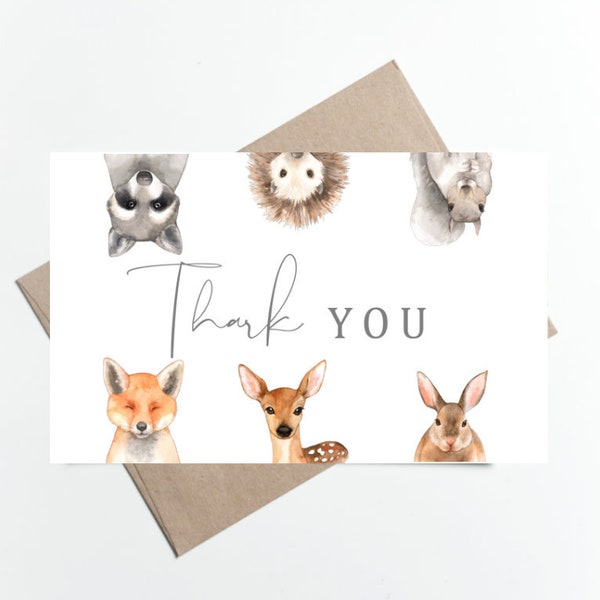 Woodland Creatures Thank You Cards - Etsy