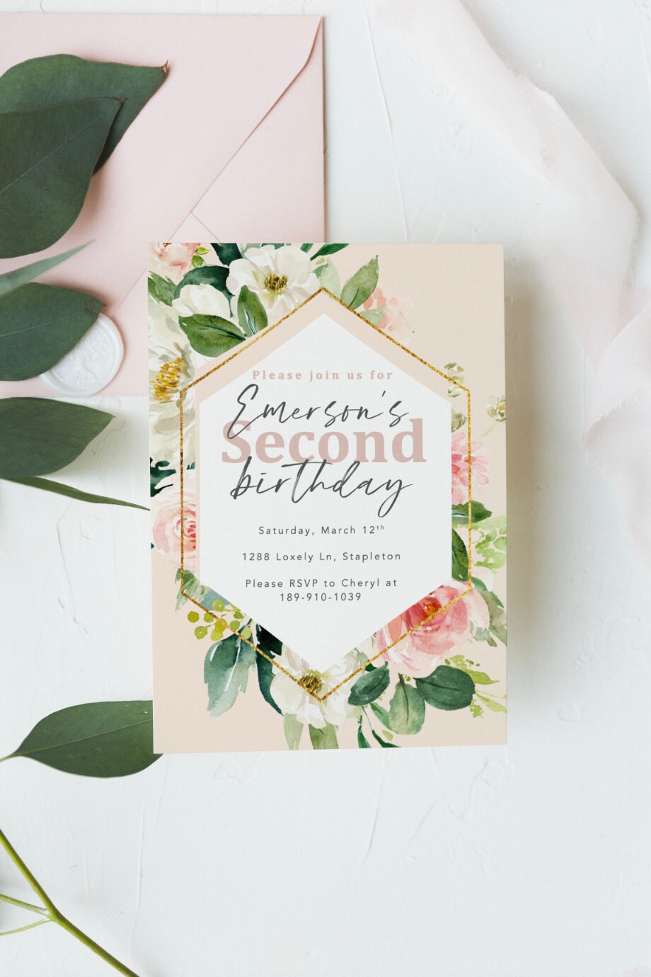 Girls Second Birthday Party Invitation 2nd Birthday Party | Etsy