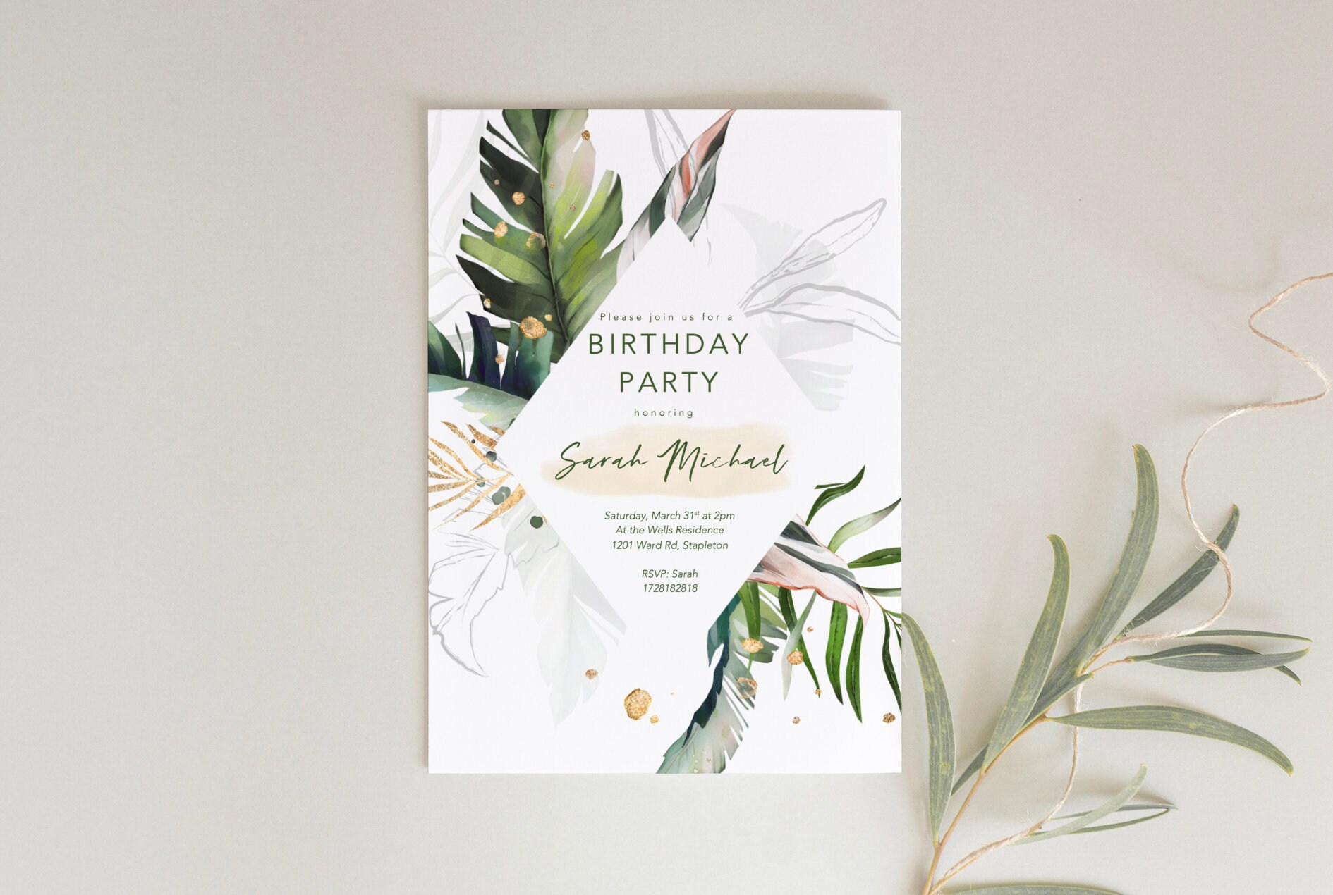 Tropical Birthday Party Invitation Template Tropical | Etsy