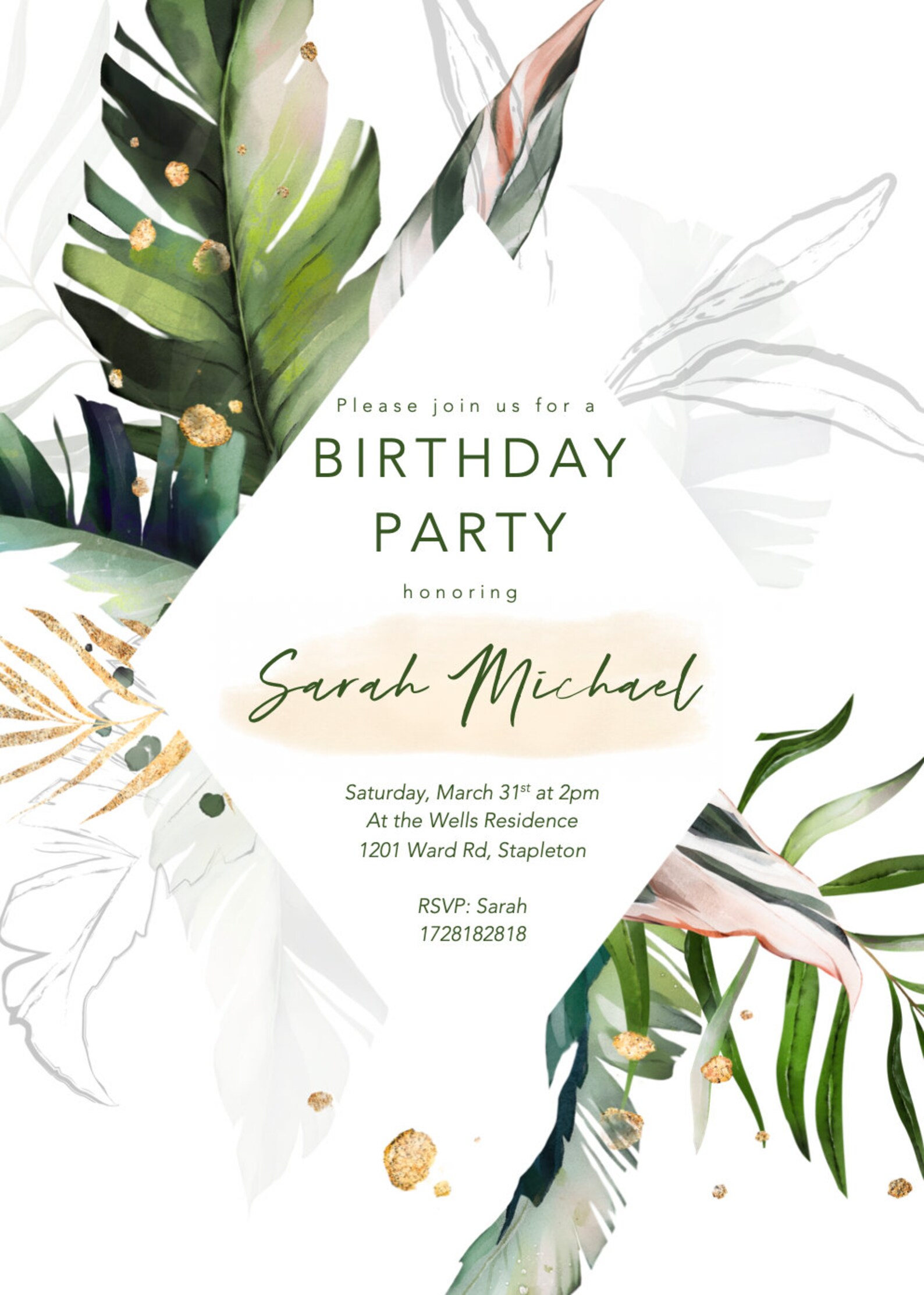 Tropical Birthday Party Invitation Template Tropical | Etsy