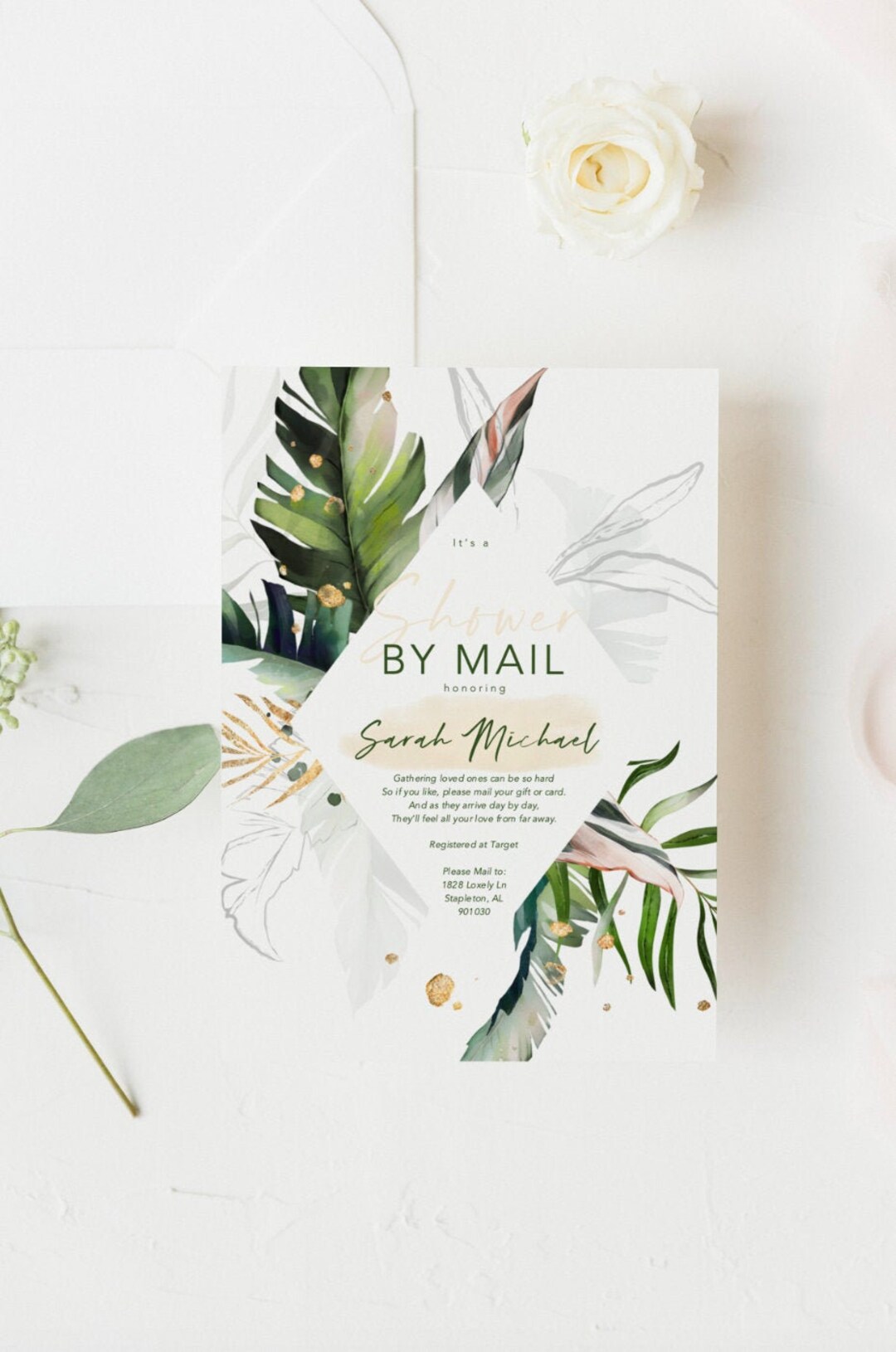 Tropical Long Distance Baby Shower Invitation, Shower by Mail ...