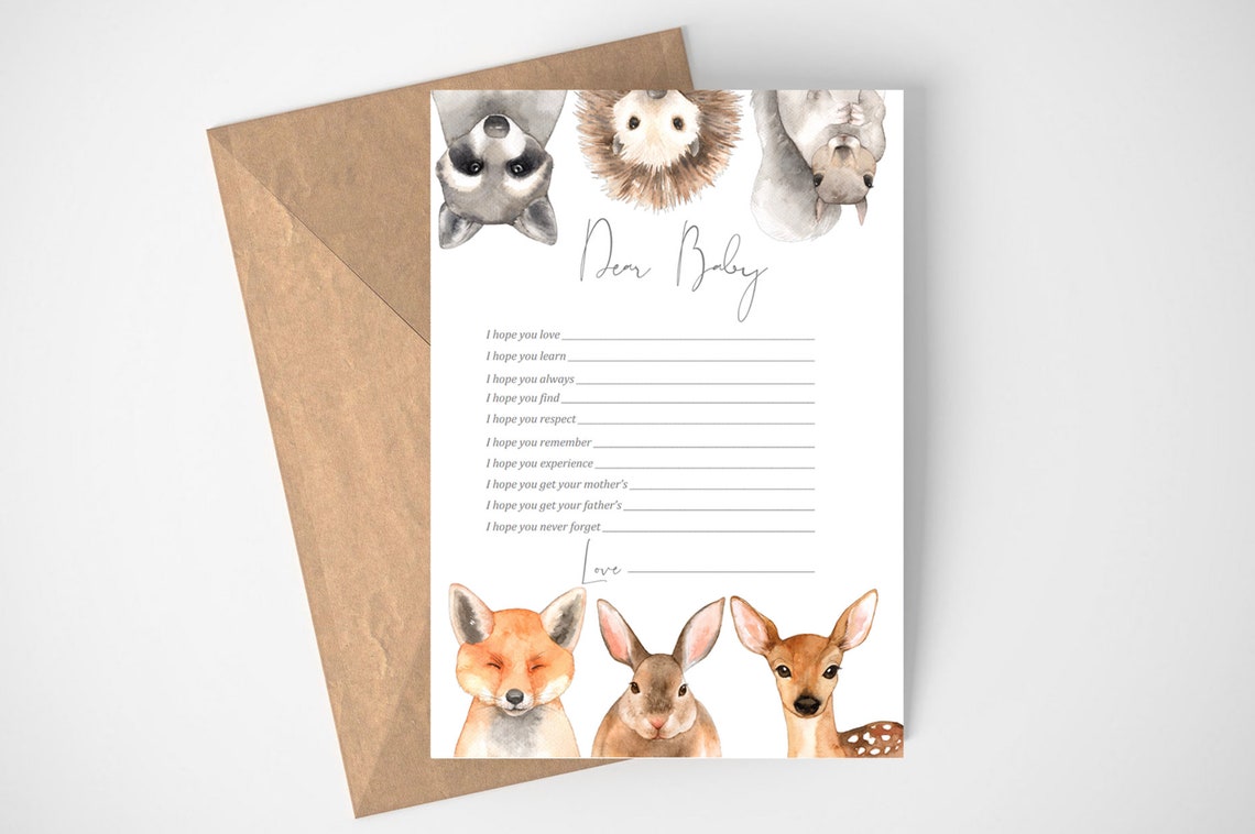 Woodland Themed Dear Baby Cards Woodland Baby Advice Cards | Etsy
