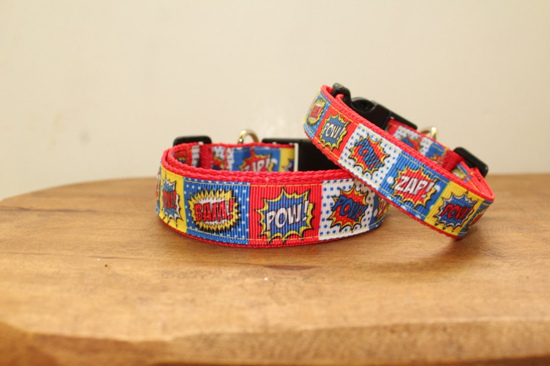 Vintage Super Hero Dog Collar, Leash, or Matched Set....also Available ...