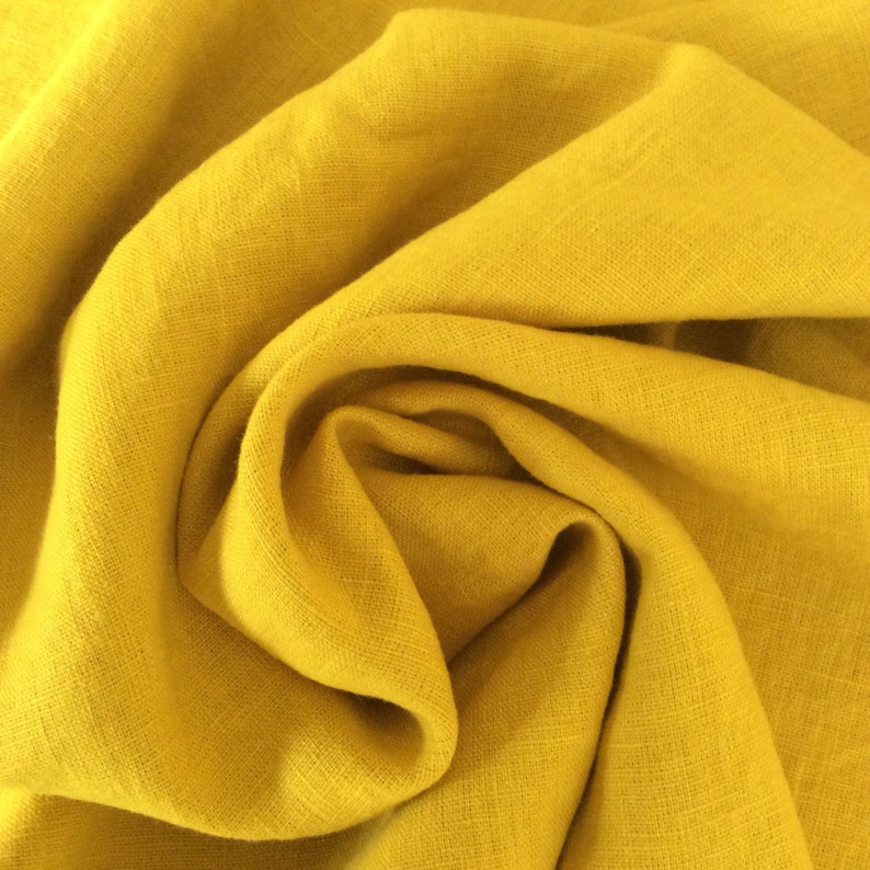 Mustard Linen fabric by the yard for clothes Stonewashed linen | Etsy