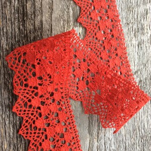Red Linen Lace Trim by the Yards Natural Linen Lace Curtains Linen Trim ...