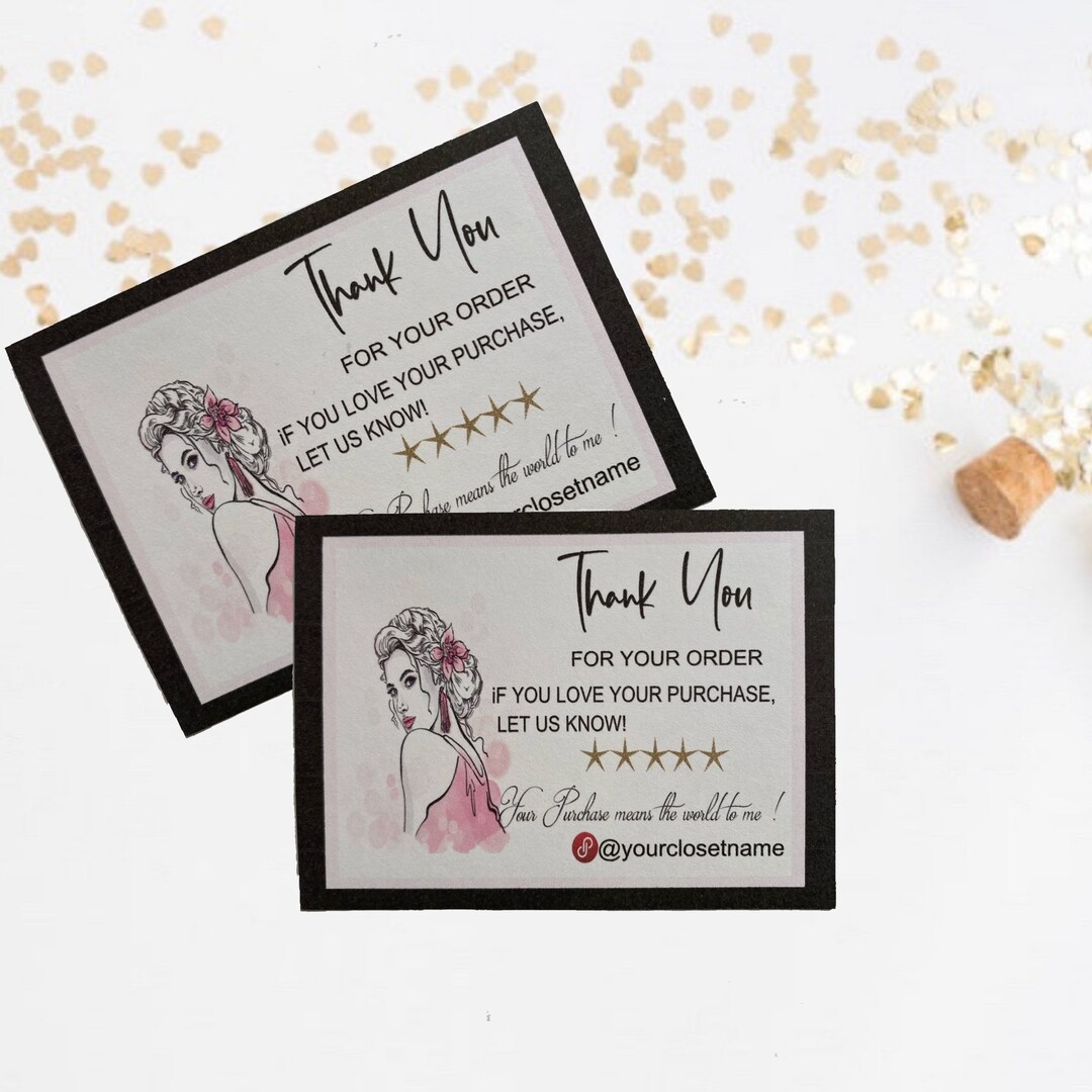 1x Pink Thank You Business Cards, Shipping Supplies Small Business ...