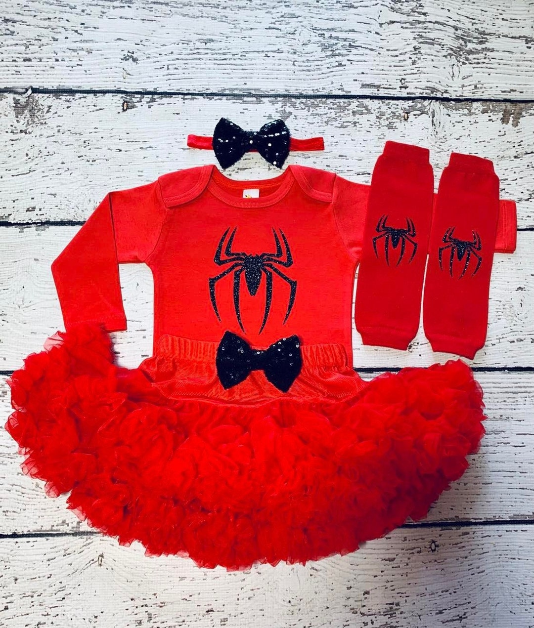 Spider Baby Girl Outfit, Halloween Baby Girl Set, Spider Halloween Set ...