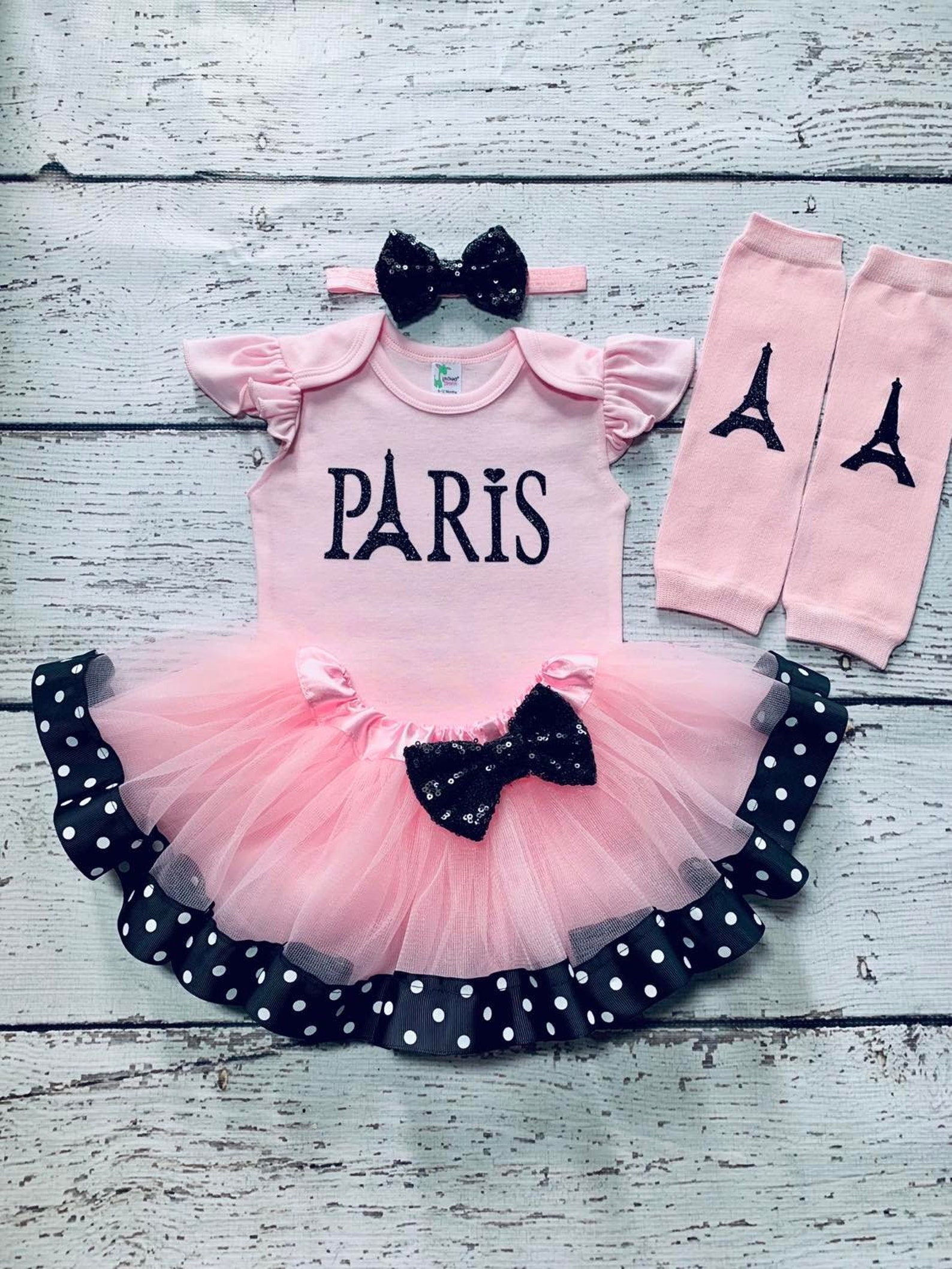 Pink-black PARIS Birthday Outfit PARIS Birthday Baby Girl - Etsy