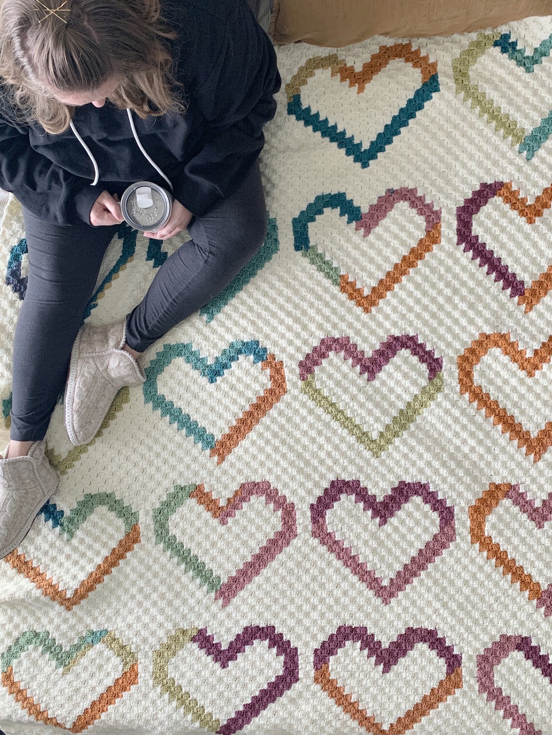 Colorful Hearts Throw Blanket, the Carwyn Throw, Corner to Corner ...