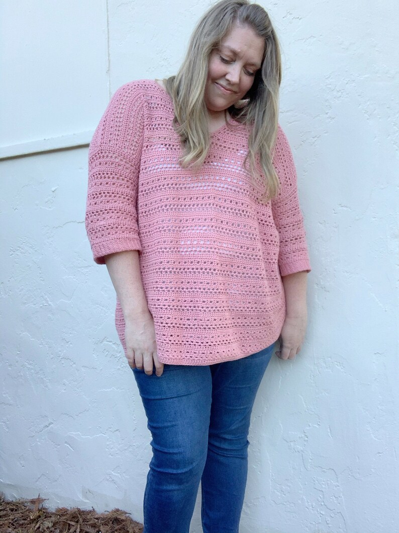 Crochet sweater pattern lightweight sweater The Ranie | Etsy