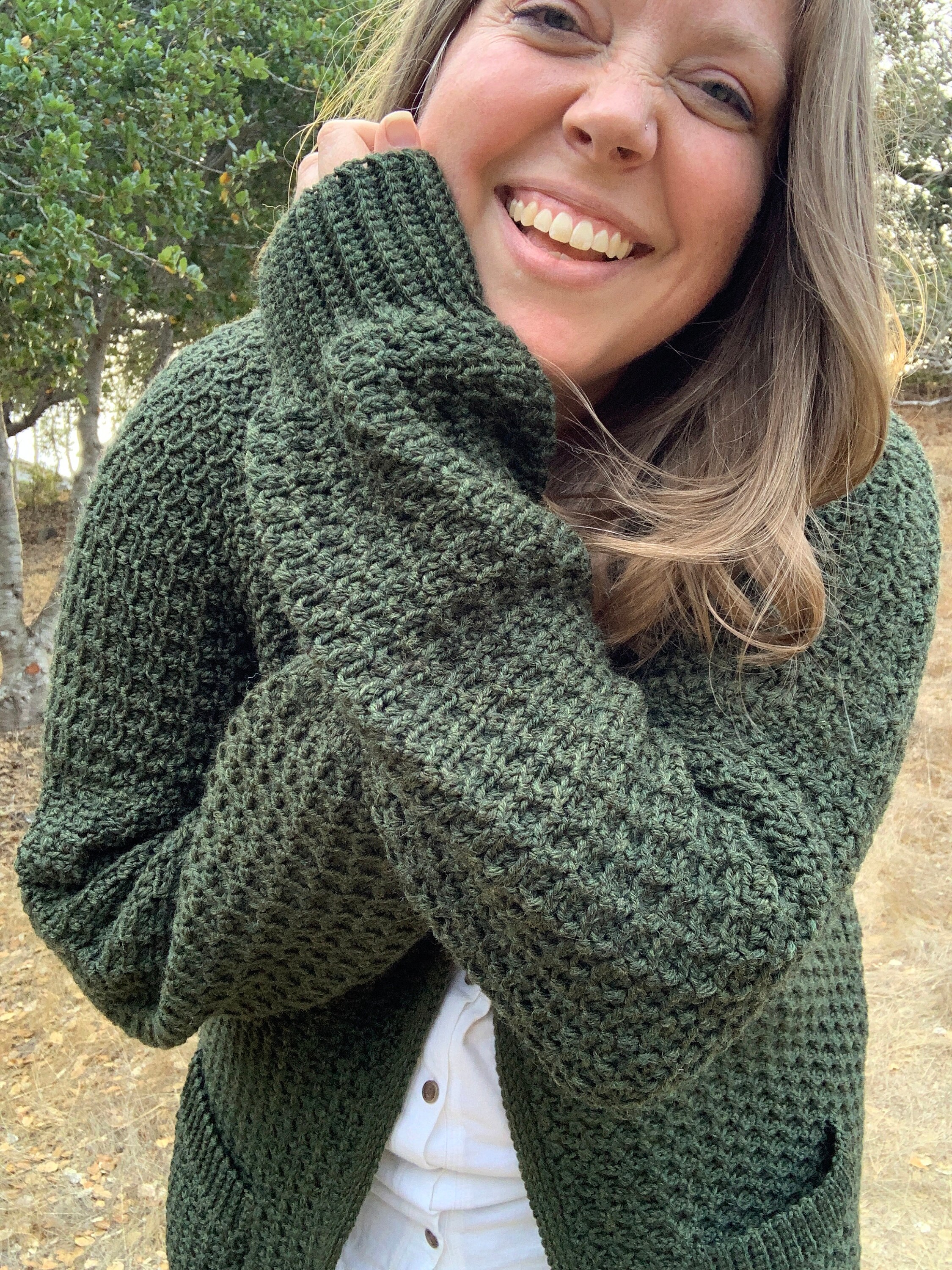 Textured Crochet Cardigan Pattern, Oversized Pockets (PDF Pattern) - Etsy