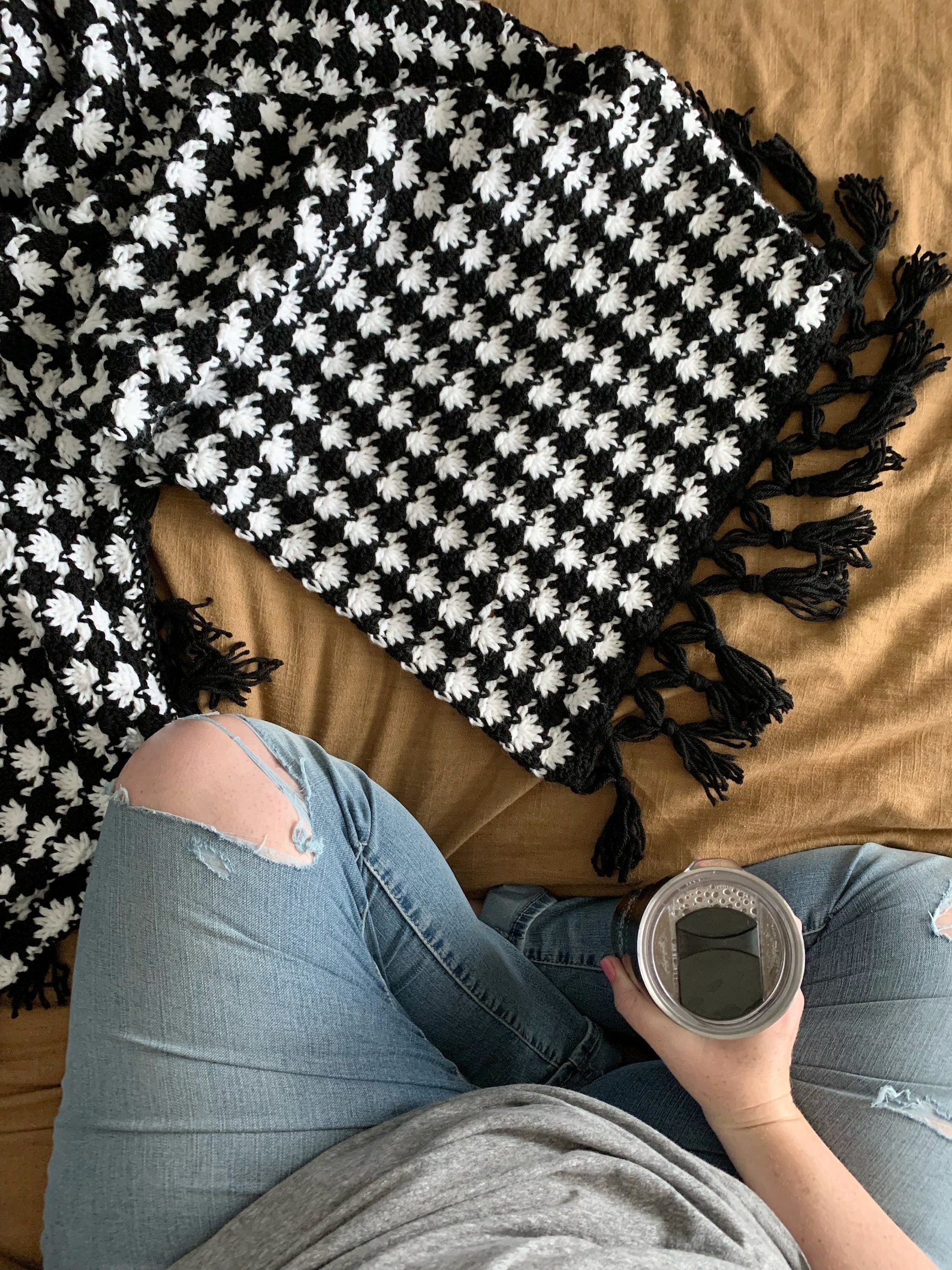 Tobyn Throw Crochet Pattern: Modern Black and White Blanket (PDF ...