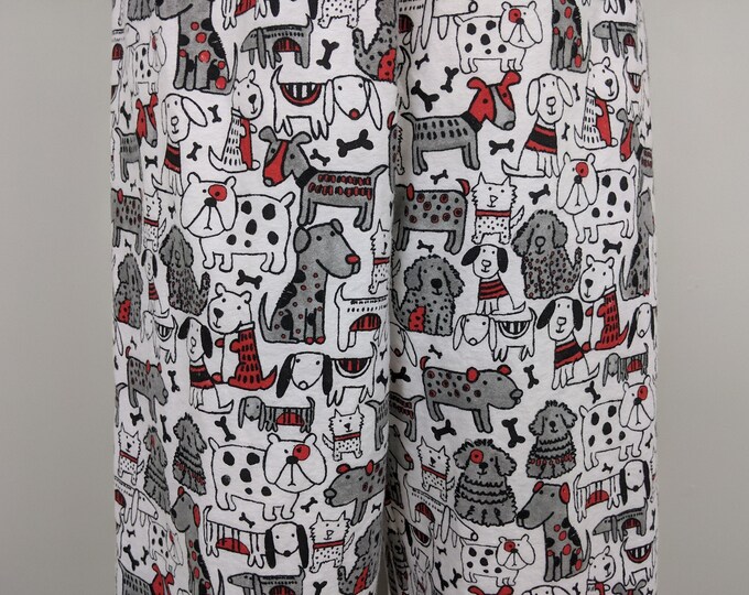 Dog Print Pajama Pants, Women Flannel Sleep Wear, Comfy Elastic Waist ...