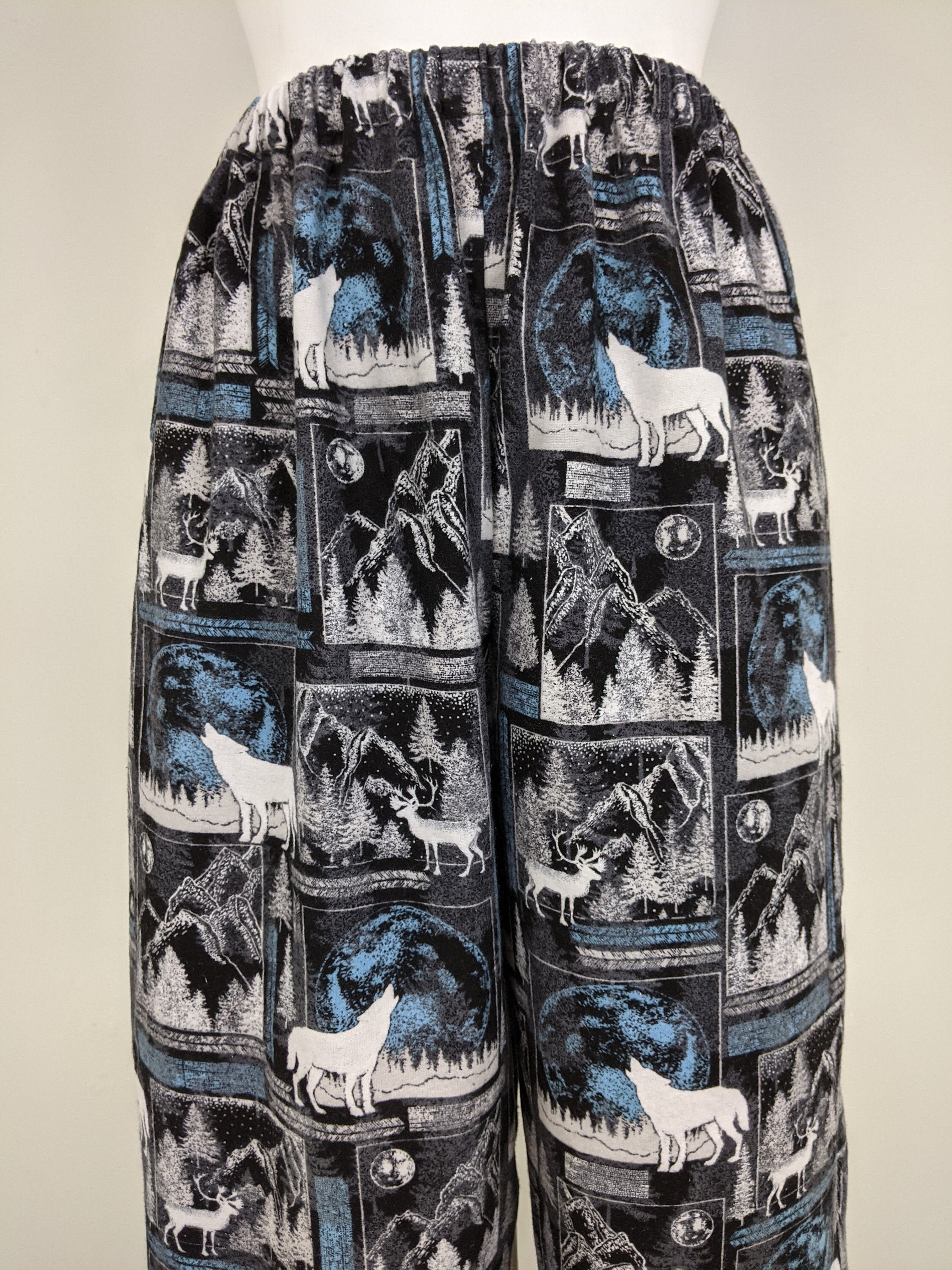 Wolf Print Pajama Pants Women Flannel Pajama Bottoms Elastic - Etsy