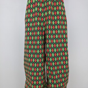 Adult Red and Green Costume Pants, Diamond Print Cotton Clown Jumpsuit ...