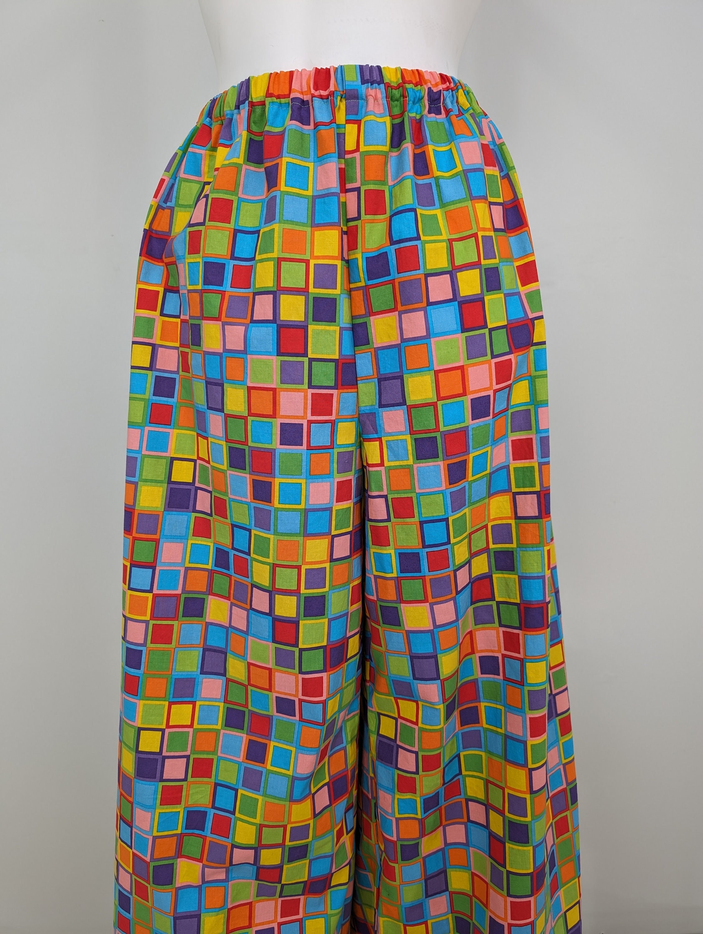 Checkered Clown Pants, Multi - Colored Circus Costume, Adult Oversized ...