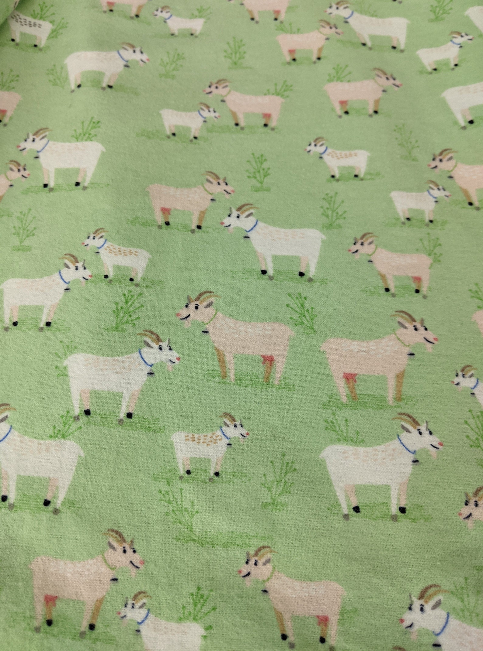 Goat Print Pajama Pants, Women Loose Fit Flannel Pants, Elastic Waist ...