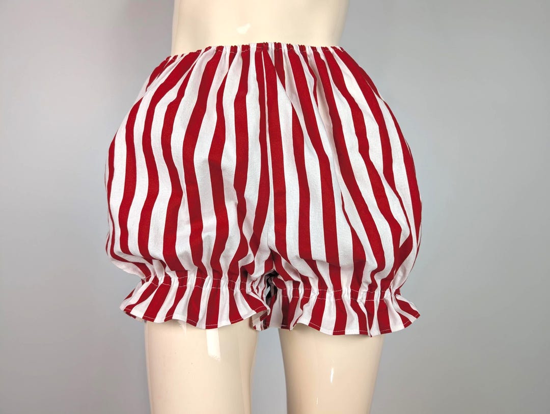 Red and White Striped Ruffled Bloomers, Women Costume Under Garment - Etsy