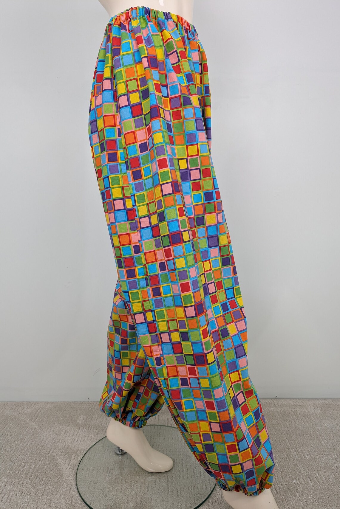 Checkered Clown Pants, Multi - Colored Circus Costume, Adult Oversized ...