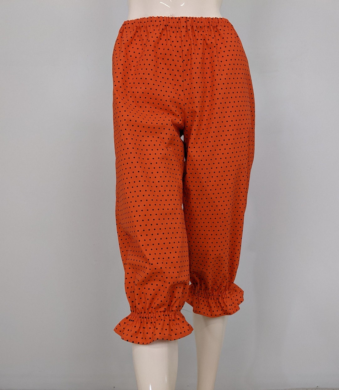 Women Polka Dot Ruffled Bloomers, Orange / Black Costume Pants, Clown ...