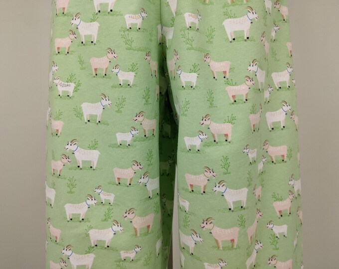 Goat Print Pajama Pants, Women Loose Fit Flannel Pants, Elastic Waist ...