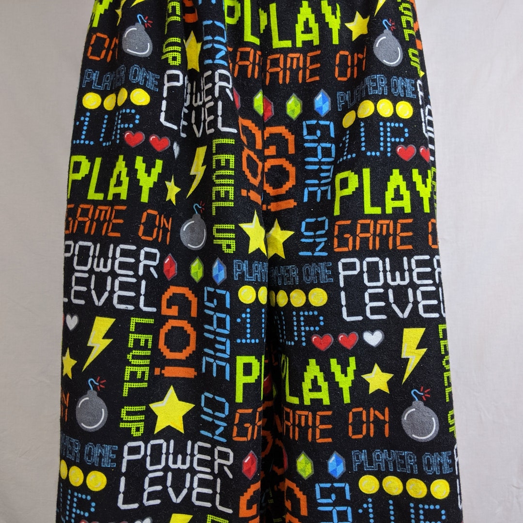 Pajama Pants for Gamers, Men Flannel Pajama Bottoms, Elastic Waist Pj ...