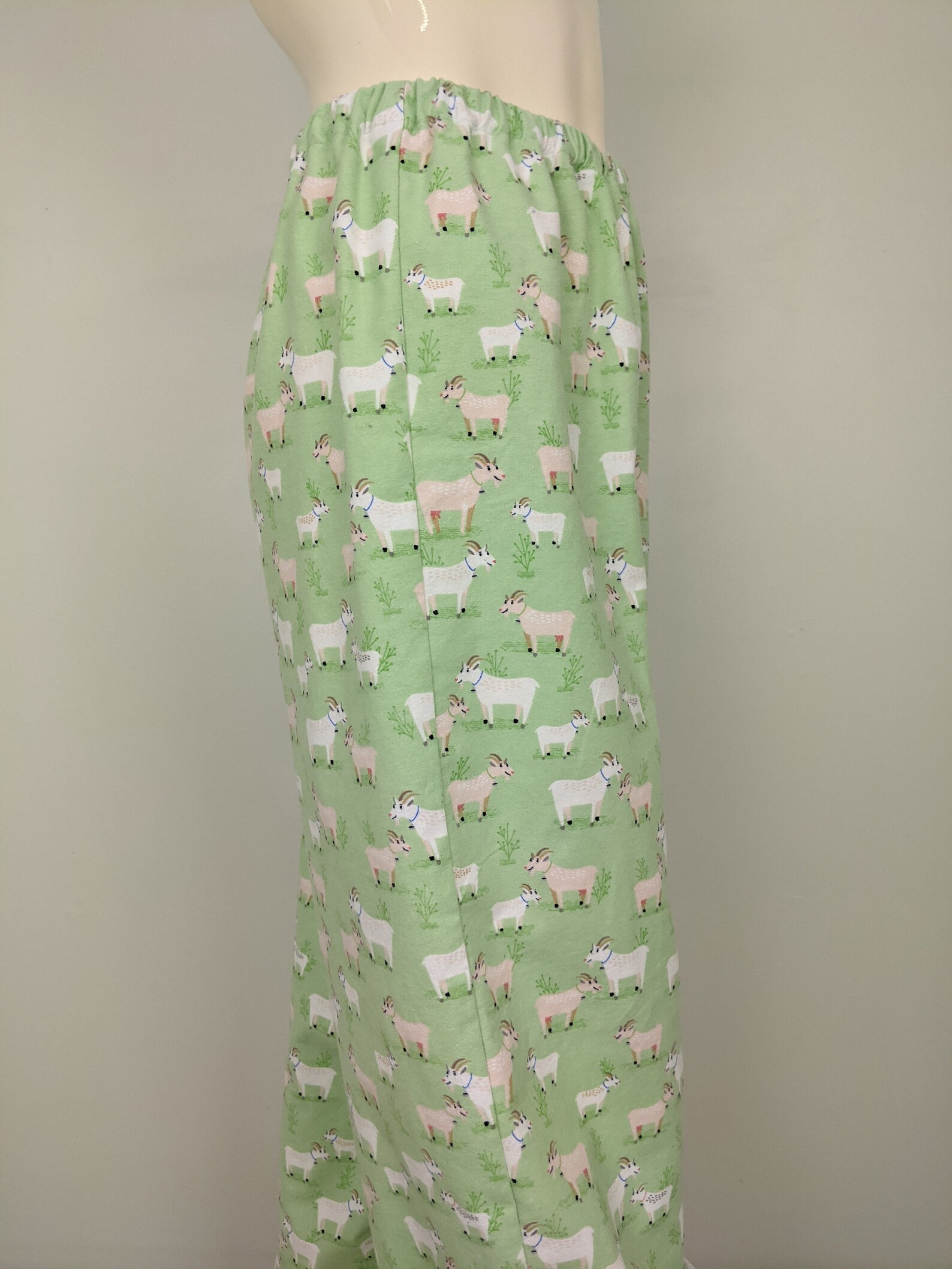 Goat Print Pajama Pants, Women Loose Fit Flannel Pants, Elastic Waist ...