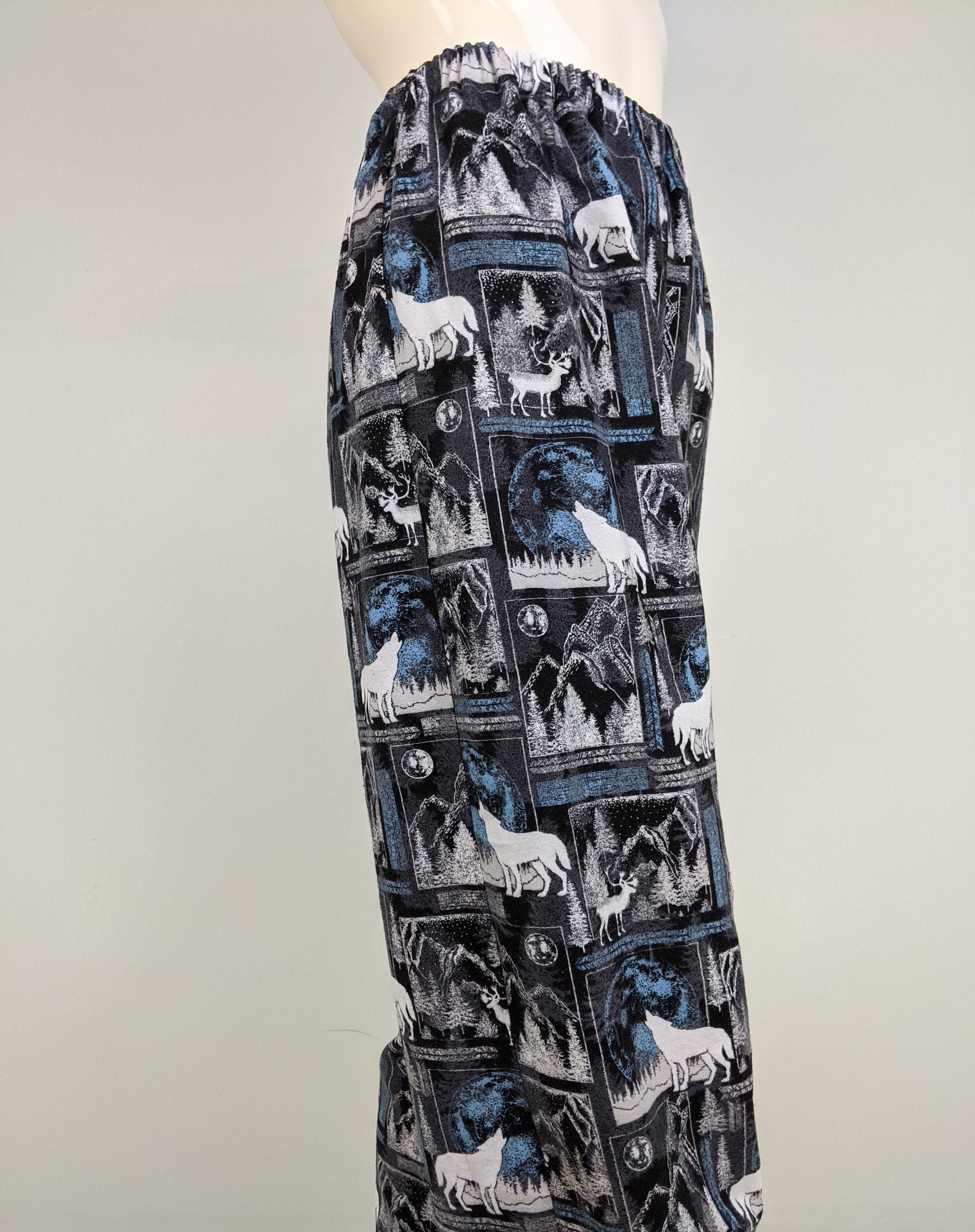 Wolf Print Pajama Pants Women Flannel Pajama Bottoms Elastic - Etsy