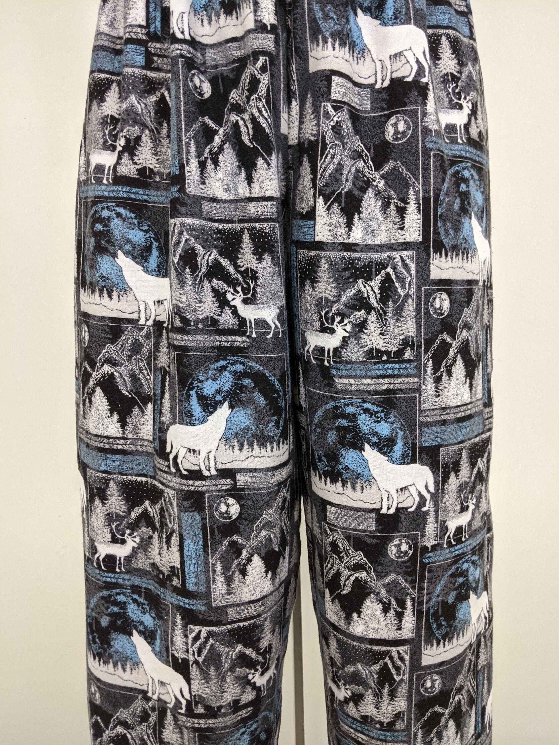 Wolf Print Pajama Pants Women Flannel Pajama Bottoms Elastic - Etsy