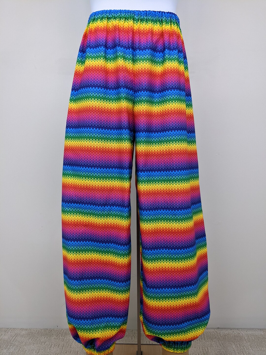Adult Rainbow Blender Costume Pants, Ombre Print Clown Jumpsuit, Men ...