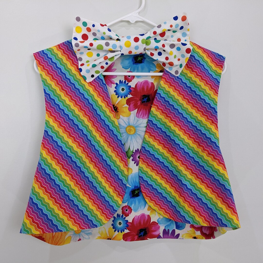 Adult Costume Clown Vest With Large Bow Tie, Men / Women Open Front ...