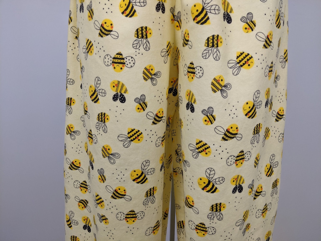 Bumble Bee Print Pajama Pants, Women Elastic Waist Flannel Pajama ...