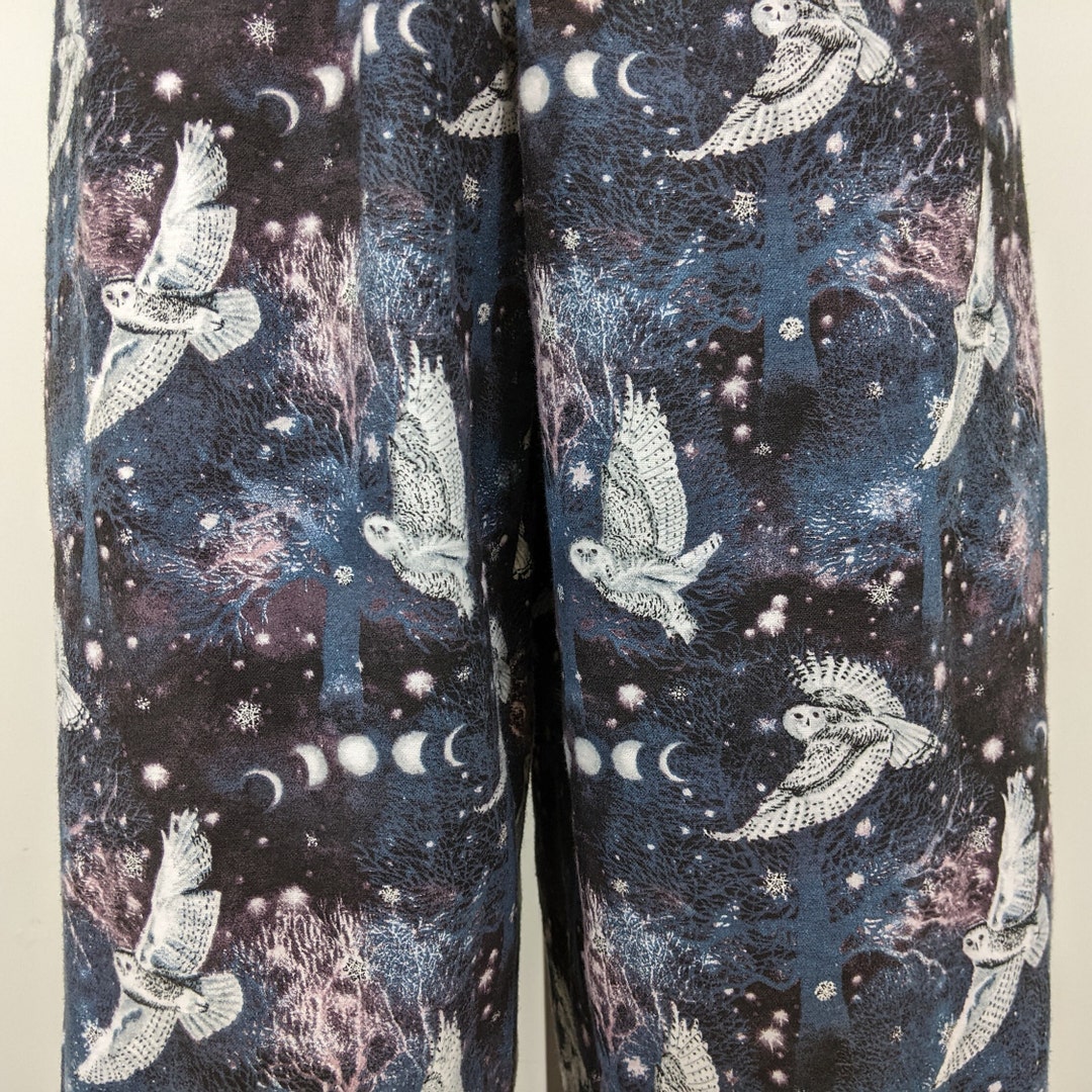 Owl Print Pajama Pants, Women High Waist Loose Fitting Pants, Soft ...