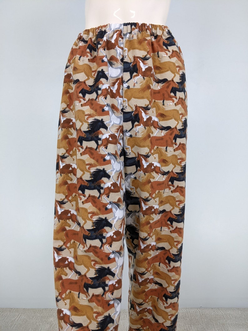 Horse Print Pajama Pants Women Flannel Sleepwear Elastic | Etsy