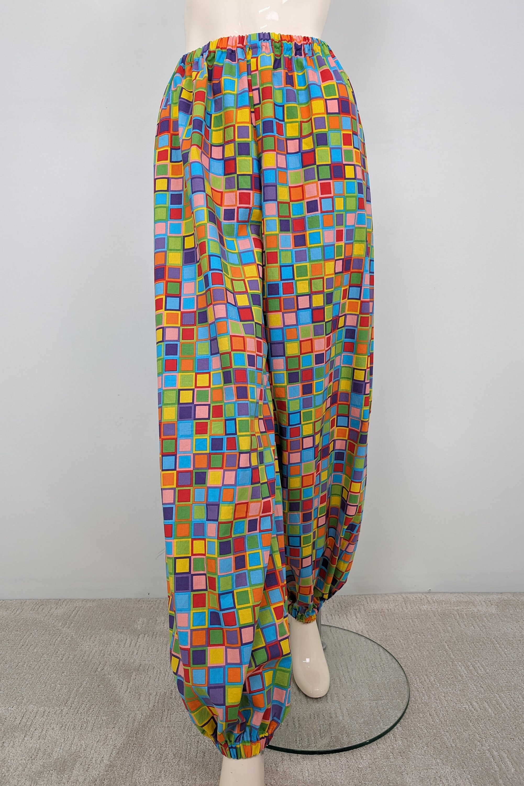 Checkered Clown Pants, Multi - Colored Circus Costume, Adult Oversized ...