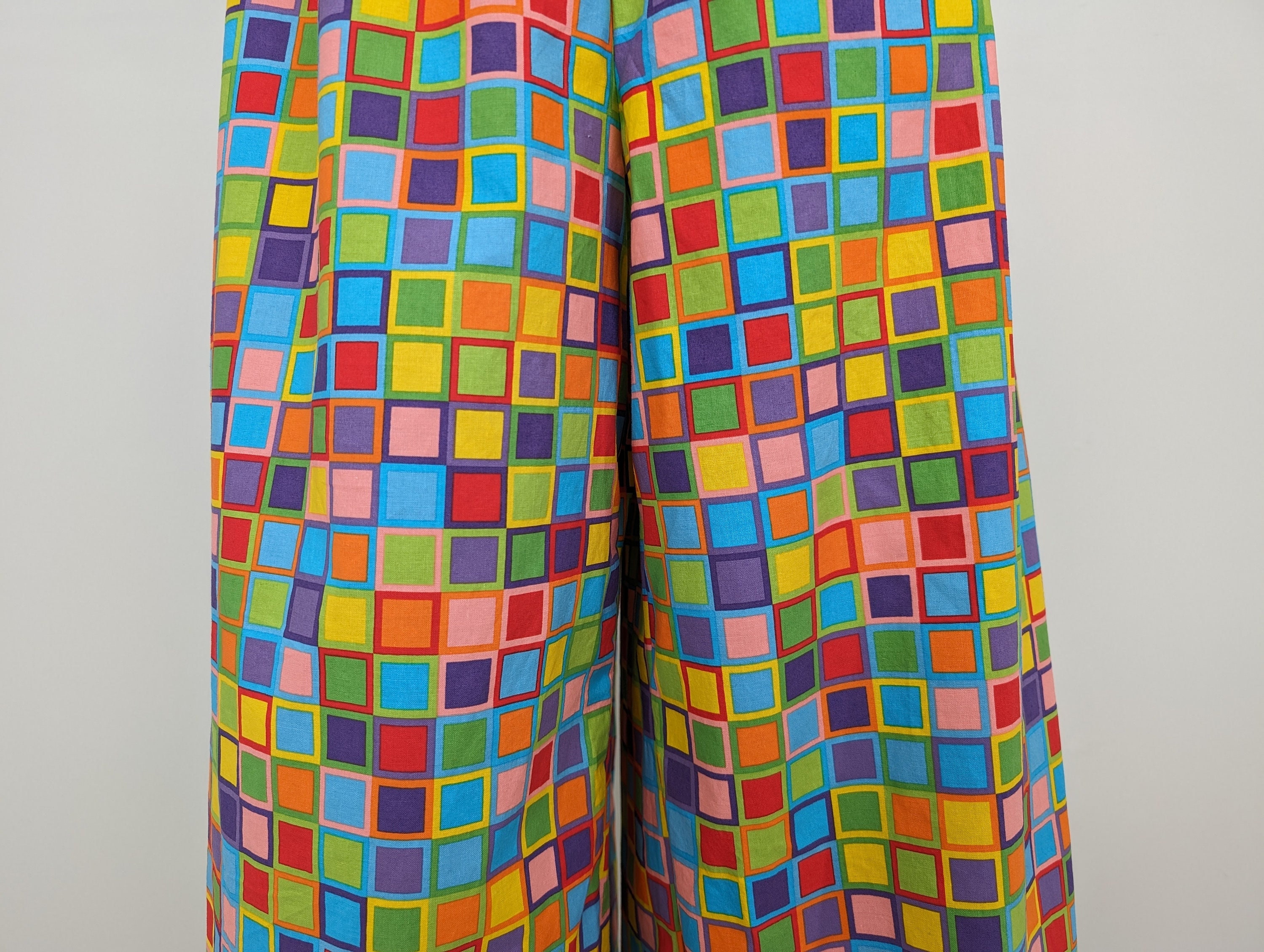 Checkered Clown Pants, Multi - Colored Circus Costume, Adult Oversized ...