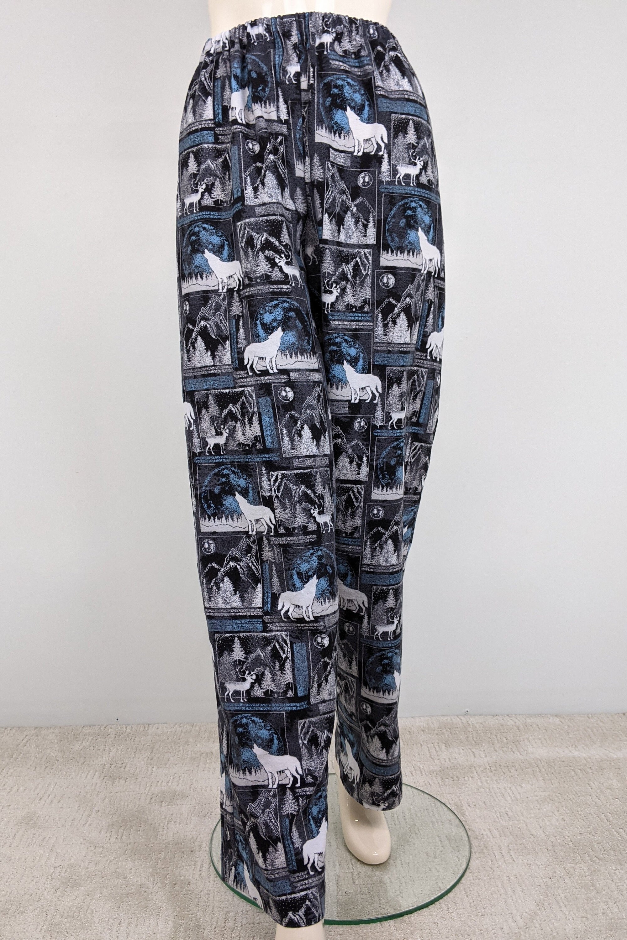 Wolf Print Pajama Pants Women Flannel Pajama Bottoms Elastic - Etsy