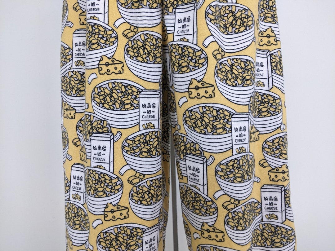 Mac-n-cheese Print Flannel Pajama Pants: High Waist Lounge Pants - Etsy