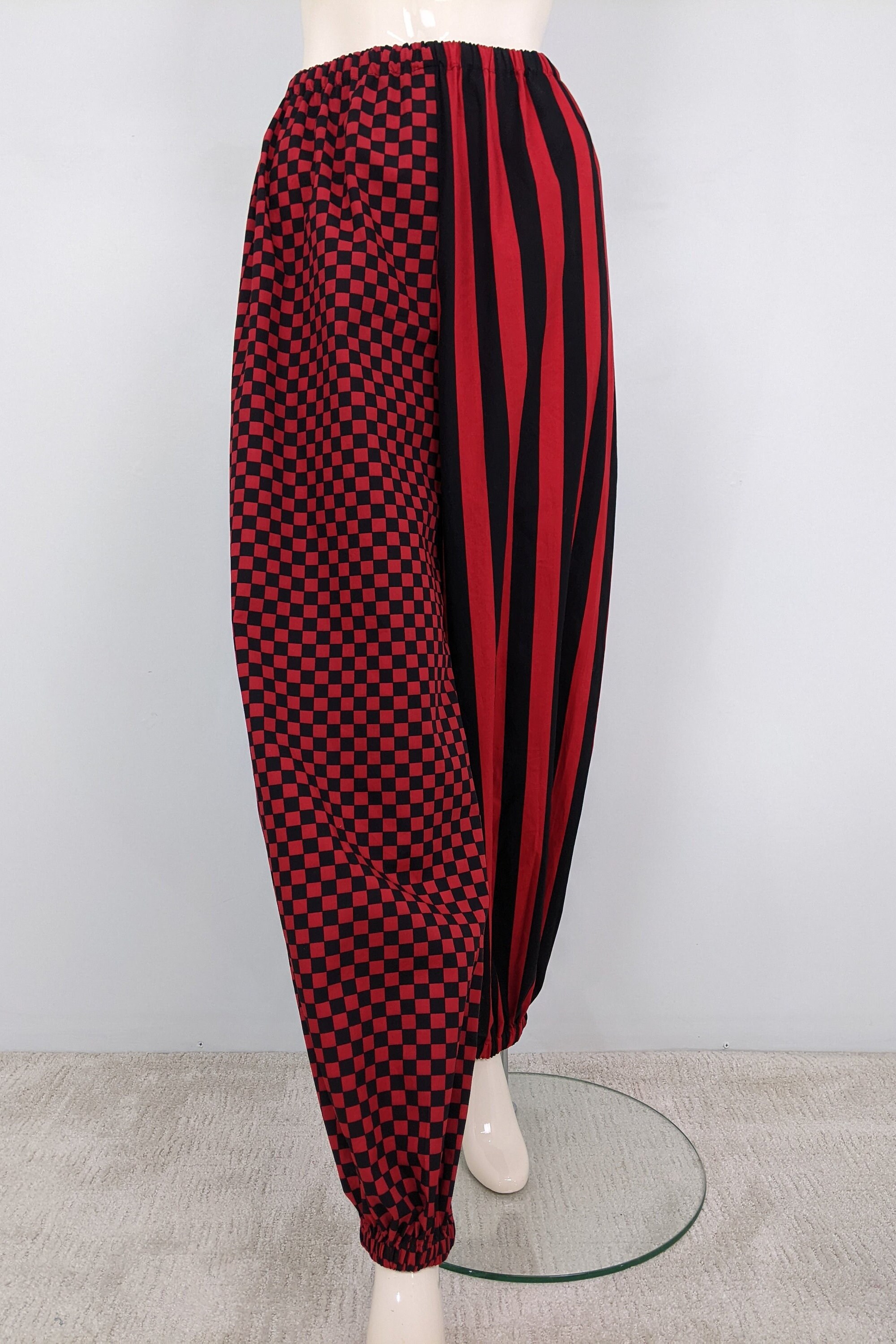 Clown Costume Pants: Red & Black Checkered Striped Jumpsuit - Etsy