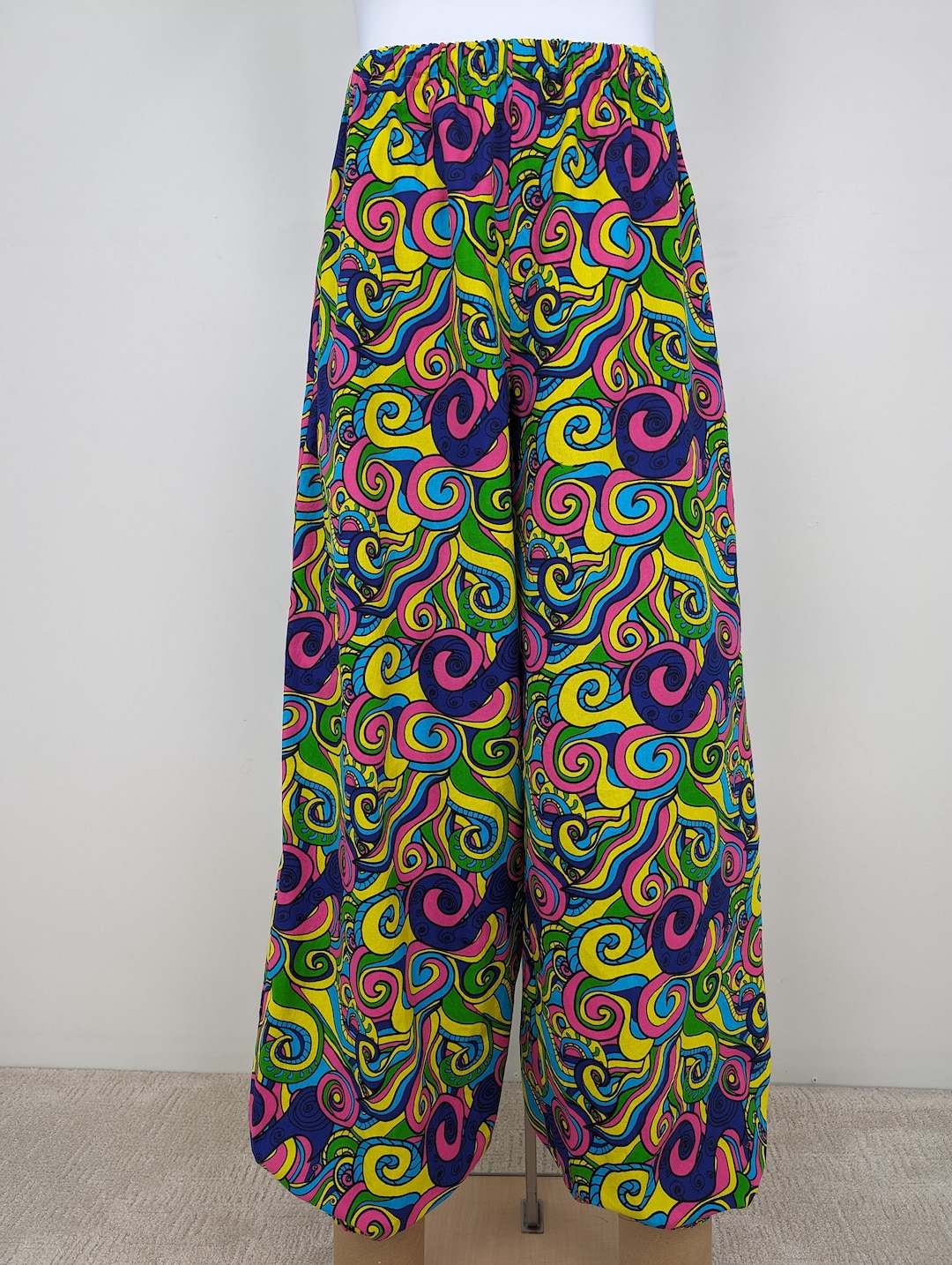 Adult Multi Colored Costume Pants, Swirl Print Clown Jumpsuit , Loose ...