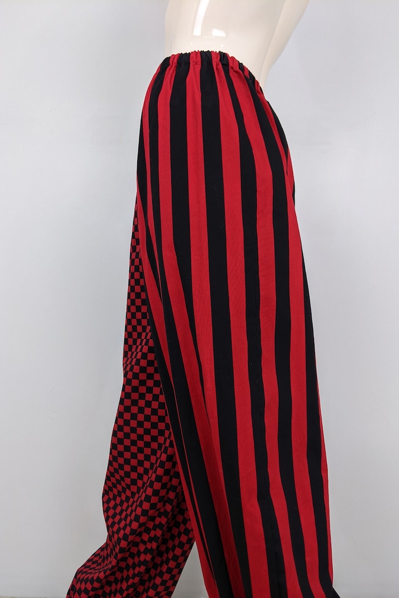 Clown Costume Pants: Red & Black Checkered Striped Jumpsuit - Etsy