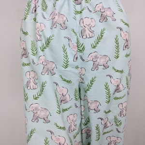 Cute Elephant Print Pajama Pants, Women's Soft Flannel Sleepwear, High ...