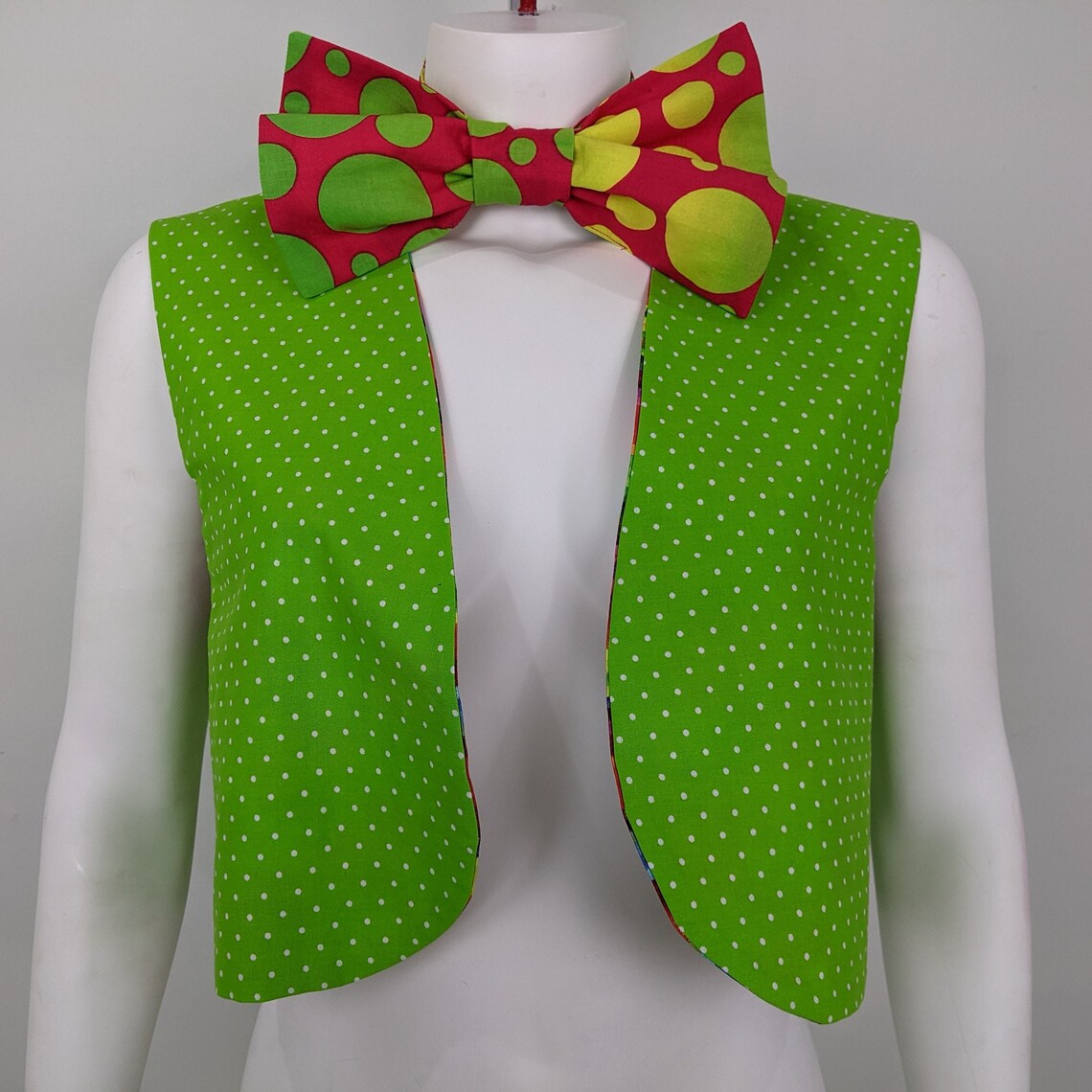 Reversible Clown Costume Vest With Bow Tie: Colorful Cotton Festival ...