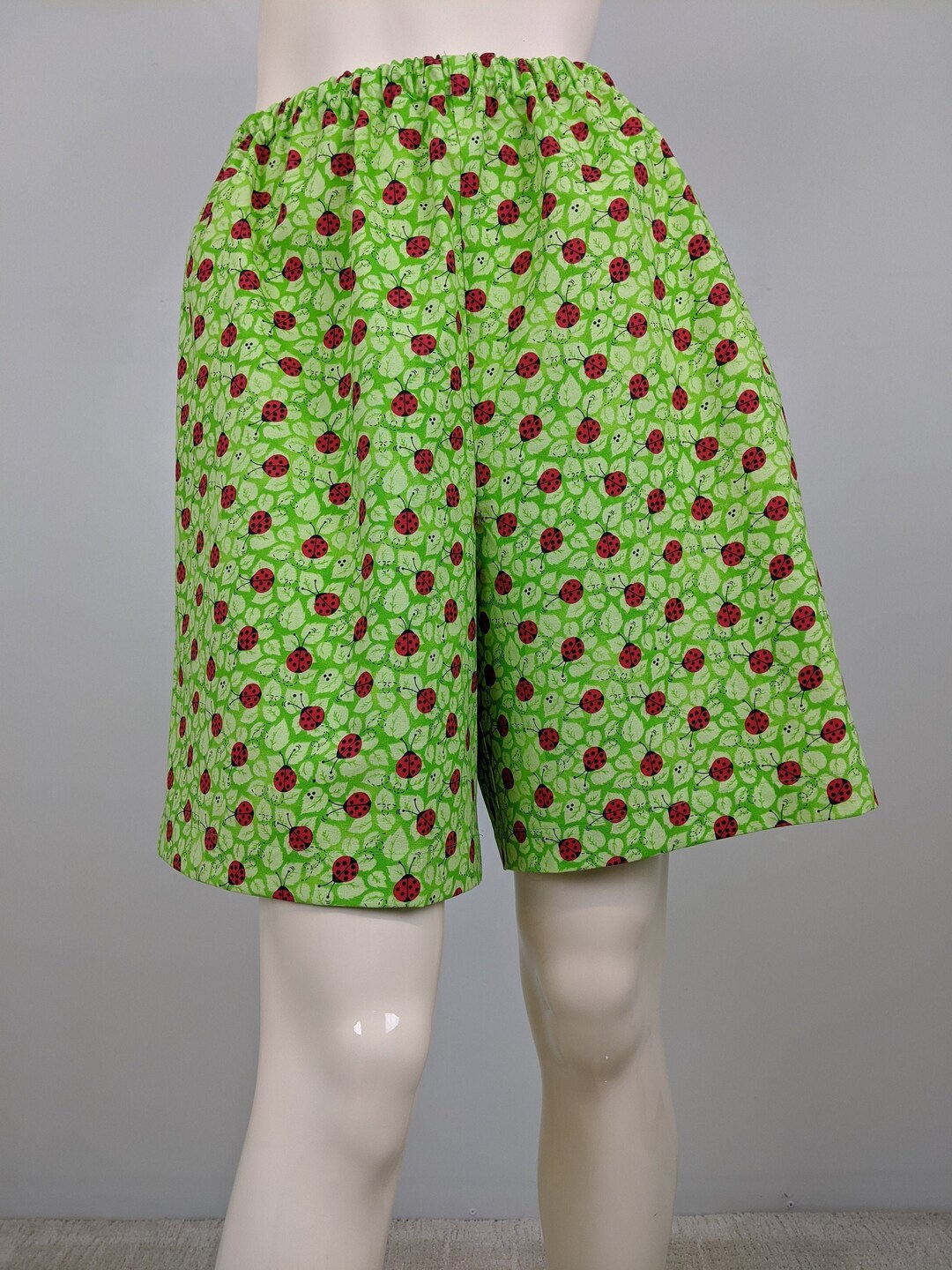 Ladybug Print Pajama Shorts, Women Pajama Bottoms, Elastic Waist Long ...