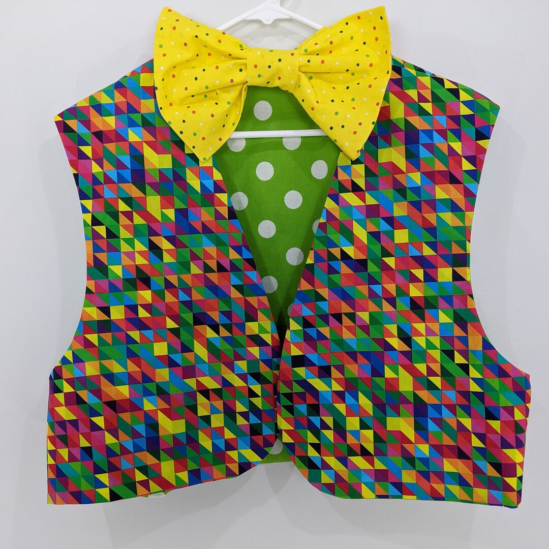 Adult Costume Vest With Large Bow Tie, Men / Women Clown Clothing ...
