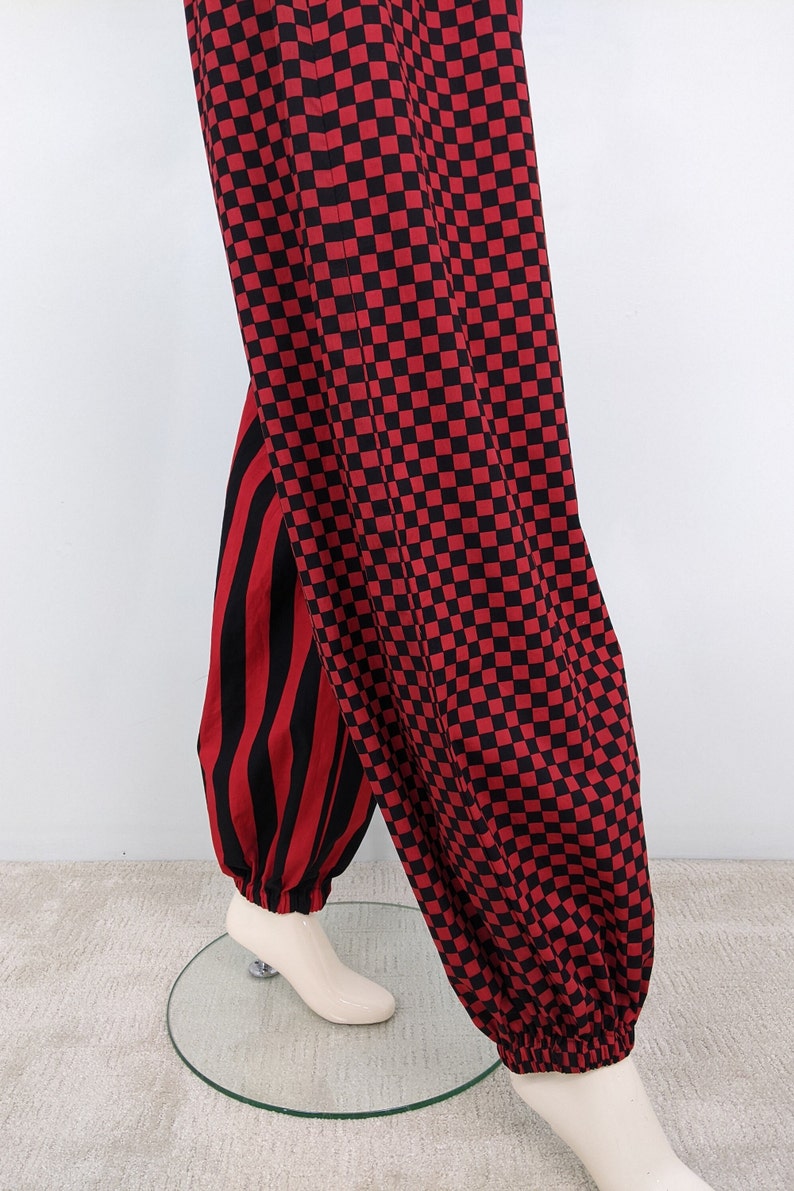 Clown Costume Pants: Red & Black Checkered Striped Jumpsuit - Etsy